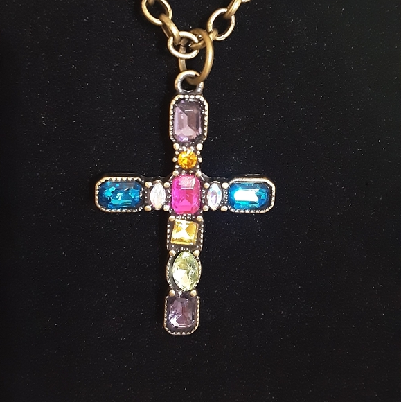 Hand Crafted | Jewelry | Handmade Colorful Cross Necklace Pink Teal ...